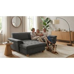 OTTO home Ecksofa &raquo;Eggery 279 x 170 cm, auch mit Schlaffunktion & Bettkasten, Holzf&uuml;&szlig;e&laquo; Kopfteile verstellbar, L-Form, aus Pet Friendly Cord grau 90% 
