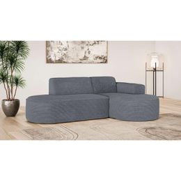 OTTO home Ecksofa &raquo;ADELLA Design-Sofa mit Recamiere rechts/links, 248/159/76 cm&laquo; L-Form mit Wellenunterfederung, runde Form, auch in Cord grau 100% 
