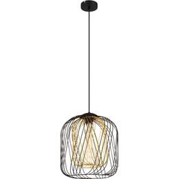 Globo LIGHTING H&auml;ngeleuchte &raquo;DICHTI&laquo; E27 1 Stk. H&auml;ngelampe/Pendelleuchte/Esszimmer/Wohnzimmer/Esstisch schwarz &Oslash; 35cm H: 150cm, 1 Stk.