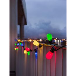Konstsmide LED-Lichterkette &raquo;Ganzjahresbeleuchtung au&szlig;en&laquo; 20 Stk.-flammig LED Biergartenkette, opal, 20 bunte Birnen / 40 warm wei&szlig;e Dioden schwarz 