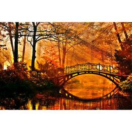 papermoon Fototapete &raquo;Misty Park Bridge&laquo; glatt bunt Vlies B/L: 1,5m x 1,11m, Bahnen: 7 Stk.