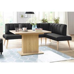 exxpo - sofa fashion Eckbank &raquo;Costa, moderne R&uuml;ckensteppung, bequem und elegant, hoher Holzfu&szlig;&laquo; hochwertig verarbeitet, Frei im Raum stellbar schwarz 