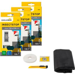 Schellenberg Fliegengitter-Gewebe &raquo;f&uuml;r bodentiefe Fenster und T&uuml;ren&laquo; Set, 3 Stk. tlg. Insektenschutz ohne bohren, 130 x 230 cm, wei&szlig; und anthrazit 