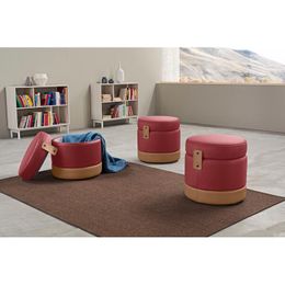 Egoitaliano Hocker &raquo;Tonder, Designhocker als Blickfang mit tollen Details, B/T 50/50cm&laquo; inkl. praktischem Stauraum als funktionale Stauraumm&ouml;glichkeit rot Leder &raquo;