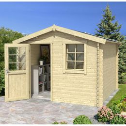 Lasita Maja Gartenhaus &raquo;Nina 230&laquo; Blockbohlenhaus 28mm beige Holzwerkstoff ohne Fu&szlig;boden, ohne Dacheindeckung
