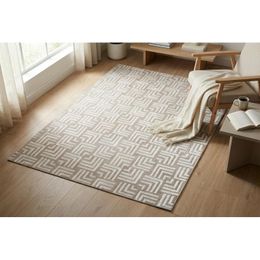 Kayoom Teppich &raquo;Calma 325&laquo; rechteckig 10 mm H&ouml;he Kurzflor, 3-D Optik, Wohnzimmer beige B : 120cm 1 Stk., 10mm, L: 160cm