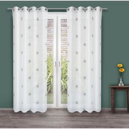 decolife Gardine &raquo;Toja&laquo; &Ouml;sen 1 Stk. tlg. &Ouml;senschal wei&szlig; mit grauem Print grau Wirkware, Polyester 245cm, &Ouml;sen, 135cm