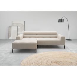 Home Affaire Ecksofa &raquo;Claya, 223 cm breit, L-Form, Kopfteilverstellung&laquo; Moderne Steppung, weicher Polsteraufbau & saugroboterfreundliche H&ouml;he beige 