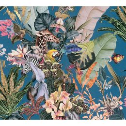 A.S. Cr&eacute;ation Vliestapete &raquo;Dream Flowery&laquo; Wald botanisch floral glatt Tiertapete Tapete Blumenoptik Tapeten Wohnzimmer Schlafzimmer K&uuml;che blau Vlies B/L: 0,53m x 