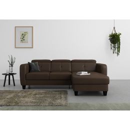 Sit & More sit&more Ecksofa &raquo;Belluci L-Form&laquo; inklusive Federkern, wahlweise mit Schlaffunktion und Bettkasten braun B/H/T: 247cm x 85cm x 170cm, Luxus-Microfaser
