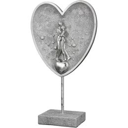 Casablanca by Gilde Dekofigur &raquo;Skulptur Paar im Herz&laquo; silber Kunstharz B/H/T: 17cm x 30cm x 8cm