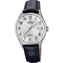 Festina Herren Quarzuhr &raquo;Swiss Made Collection&laquo; Armbanduhr, Herrenuhr, Damenuhr, Datum, Lederarmband, Saphirglas schwarz Einheitsgr&ouml;&szlig;e