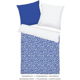 Tom Tailor HOME Bettw&auml;sche &raquo;ORGANIC LEAVES in Gr. 135x200cm, 155x220cm oder 200x220cm&laquo; 2 Stk. new bedroom, mit farbigem Markenrei&szlig;verschluss blau 