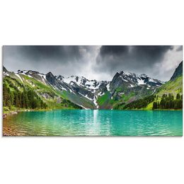 Artland Glasbild &raquo;Bergsee&laquo; Berge 1 Stk. tlg. in verschiedenen Gr&ouml;&szlig;en gr&uuml;n B/H/T: 100cm x 50cm, Glasbild Berge, 1 Stk.