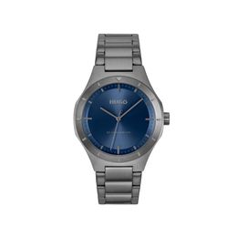 Hugo Herren Hugo Quarzuhr &raquo;#LIT&laquo; Armbanduhr, Herrenuhr, Edelstahlarmband, analog blau Einheitsgr&ouml;&szlig;e