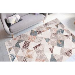 me gusta Teppich &raquo;Akropolis 225&laquo; rechteckig 12 mm H&ouml;he flacher Teppich mit Baumwollr&uuml;cken, attraktiver Vintage-Look rosa Polyester B : 120cm 1 Stk., 