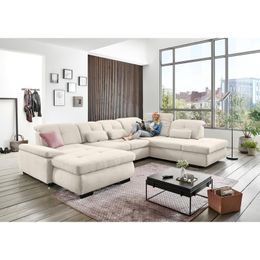 Die PlanBar Ecksofa &raquo;MP-IN16012 U-Form, mit Federkern-Polsterung&laquo; inkl. Sitztiefenverstellung wahlweise mit weiteren Funktionen beige 85% Polyester;15