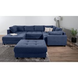 Collection AB Wohnlandschaft &raquo;Toni U-Form, B: 298 cm&laquo; Set: Sofa & Hocker, 2 Zierkissen, Federkern 100%Polyester B/H/T: 298cm x 44cm x 203cm, 