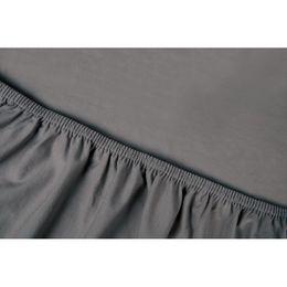 Kayori Spannbettlaken &raquo;Edo&laquo; Bio-Baumwolle grau Mako-Satin, Obermaterial: 100% Baumwolle B/L: 90cm x 200cm, 1 Stk., Mako-Satin, 80-90x200 12cm
