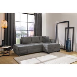 Jockenh&ouml;fer Ecksofa &raquo;Fantasy L-Form, B: 247 cm, Dreh-Schwenk-Ottomane&laquo; mit Schlaffunktion, Bettkasten & Zierkissen, wandelbar zum Big-Sofa grau Korpus: 100% 