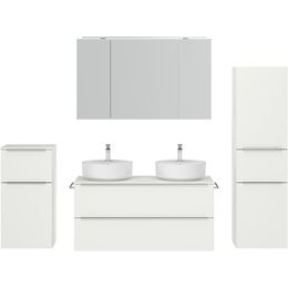 Nobilia Badm&ouml;bel-Set &raquo;Alvene&laquo; vormontiert, mit Soft-Close, 4 Stk. tlg. wei&szlig; B/H/T: 230cmcm x 184,2cmcm x 48,5cmcm,mit Spiegelschrank,Griffe 
