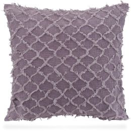 HOCK Dekokissen &raquo;Nuvole&laquo; Sofakissen inkl. F&uuml;llung, mit Fransen, Boho-Style lila Baumwolle, Polyester B/L: 60cm x 60cm, 1 Stk.