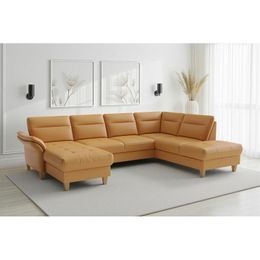 Sit & More sit&more Wohnlandschaft &raquo;Pamela, U-Form, B: 292 cm, Leder&laquo; B/H/T: 292cm x 90cm x 212cm, NaturLEDER Stoff, Ottomane rechts,mit Bett in Stoff,mit 