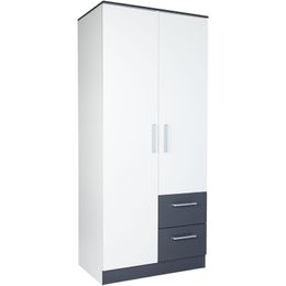 Home Affaire Kleiderschrank schwarz-wei&szlig; Hartfaserplatte, Holzwerkstoff, Kunststoff Wei&szlig; / Anthrazit, B/H/T: 90cm x 201cm x 54cm, Schubladen: 2 Stk. 