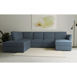 OTTO home Wohnlandschaft &raquo;Lavars Schlafsofa&laquo; mit Bettfunktion und Stauraum, in zwei verschiedenen Bezugsqualit&auml;ten blau 53% strukturiertes Polyester, 