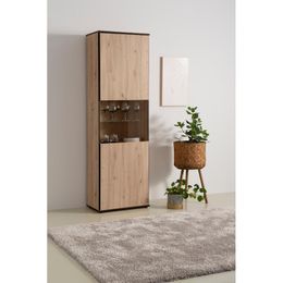 Hela Vitrine &raquo;Ariana&laquo; mit angeschr&auml;gten Griffmulden, H&ouml;he 195 cm schwarz Artisan Eiche, B/H/T: 60cm x 195cm x 38cm, T&uuml;ren: 1 Stk.