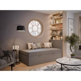 FORTE Einzelbett &raquo;LUNO inkl. Bettkasten, Breite: 100cm&laquo; Liegefl&auml;che L&auml;nge B: 200cm x 100cm, H&ouml;he Bett: 59,5cm H&ouml;he Bettseite: 58cm H&ouml;he Liegefl&auml;che: 