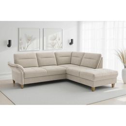 Sit & More sit&more Ecksofa &raquo;Pamela, B: 218 cm, L-Form, wahlweise mit Schlaffunktion und Bettkasten&laquo; mit Federkern beige 100% Polyester B/H/T: 218cm x 90cm x 