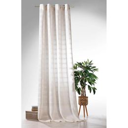 Weckbrodt-Gardinen Vorhang &raquo;Boho&laquo; &Ouml;sen 1 Stk. tlg. Leinen-Optik, Webstreifen, halbtransparent, Gardine, Store beige Leinen, Polyester 245cm, &Ouml;sen, 135cm