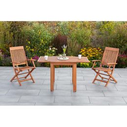 Merxx Balkonset &raquo;Comodoro&laquo; 3 Stk. tlg. 2 Klappsessel, Balkonausziehtisch braun FSC -zertifiziertes Massivholz B/H/T: 64,5cm x 100cm x 56cm, Balkon Set