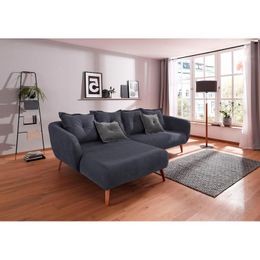 Home Affaire Ecksofa &raquo;Baggio formsch&ouml;ne Polsterecke, bequem, Breite 277cm, L-Form&laquo; Zierkissen inklusive blau B/H/T: 277cm x 80cm x 162cm, Struktur, 