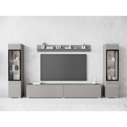 Home Affaire Wohnwand &raquo;VERA II&laquo; Komplett-Set, 4 Stk. tlg. grau B/H/T: 260cmcm x 130cmcm x 33cmcm, ohne Beleuchtung