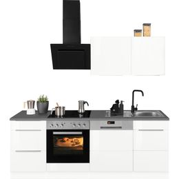 KOCHSTATION K&uuml;chenzeile &raquo;KS-Brindisi&laquo; Breite 220 cm, wahlweise mit E-Ger&auml;ten, mit MDF-Fronten wei&szlig; B/H/T: 220cm x 200cm x 60cm, ohne E-Ger&auml;te