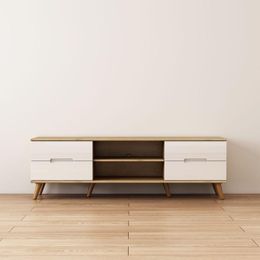 OTTO home TV-Board &raquo;Lund&laquo; gl&auml;nzende Fronten, Kabeldurchf&uuml;hrung, helles Holzdekor, Breite 160 cm B/H/T: 160cm x 50cm x 40cm, Eukalyptus