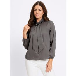 Heine Damen Schluppenbluse, Grau, Gr. 42, Blusen langarm, Material: Polyester