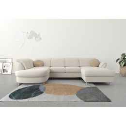 Sit & More sit&more Wohnlandschaft &raquo;Apulia U-Form&laquo; wahlweise Schlaffunktion, Bettkasten und Kopf- und Armteilverstellung beige Webstoff (100% Polyester);Struktur
