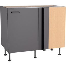 KOCHSTATION Unterschrank &raquo;KS-Paula&laquo; 100 x 60 cm breit, 87 cm hoch, mit 1 T&uuml;r, 1 Einlegeboden anthrazit, B/H/T: 100cm x 87cm x 58,4cm, T&uuml;ren: 2 Stk.
