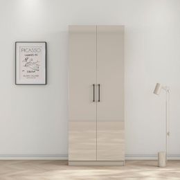 OTTO home Kleiderschrank &raquo;Sylt Schlafzimmerschrank Garderobe Schrank hochglanz&laquo; hochwertige Metall Griffe in schwarz, Dreht&uuml;renschrank mit perfekter 