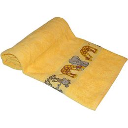Dyckhoff Badetuch &raquo;Affe&laquo; mit Tierbord&uuml;re gelb Walkfrottee, Obermaterial: 100% Baumwolle B/L: 70cmx140cm, 1 Stk., Affe Elefant Giraffe, Walkfrottee
