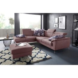 Sit & More sit&more Ecksofa &raquo;Percy L-Form&laquo; 12 cm Fu&szlig;h&ouml;he, Sitztiefenverstellung, wahlweise in 2 Fu&szlig;farben lila B/H/T: 270cm x 235cm, Luxus-Microfaser Paris, 