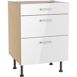 KOCHSTATION Unterschrank &raquo;KS-Lucy&laquo; Breite 60 cm, 1 Schubkasten, 2 Ausz&uuml;gen, Soft-Close, verstellb. F&uuml;&szlig;e Eiche hell, B/H/T: 60cm x 87cm x 58,1cm, 