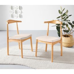 LeGer Home by Lena Gercke Esszimmerstuhl &raquo;Rianne&laquo; (Set) 2 Stk.Gestellrahmen aus massivem Eschenholz, Sitzfl&auml;che mit Webstoffkissen beige Polyester B/H