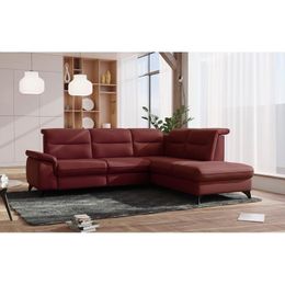 Sit & More sit&more Ecksofa &raquo;Astoria L-Form&laquo; wahlweise mit motorischer Relaxfunktion rot 100% Polyester B/H/T: 256cm x 91cm x 225cm, Luxus-Microfaser ALTARA 