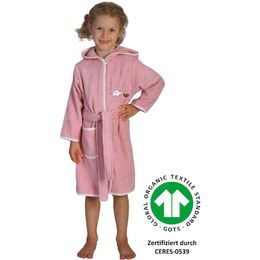 W&ouml;rner Kinderbademantel &raquo;Dinofamilie&laquo; 1 Stk. Biobaumwolle, mit Stickerei, mit Tasche rosa Baumwolle 110/116