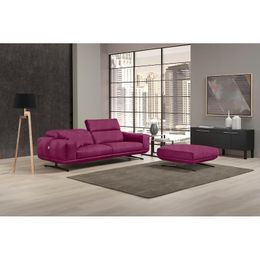 Egoitaliano 2,5-Sitzer &raquo;Gloria, super bequem und hochwertige Verarbeitung, edles Design&laquo; beidseitig verstellbare R&uuml;ckenelemente, mit Metallf&uuml;&szlig;en pink B/H/T: 236cm