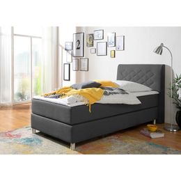Home Affaire Boxspringbett &raquo;Parla&laquo; incl. Topper, 4 Farben in 4 Breiten, 2 H&auml;rtegraden, 3 Matratzenarten grau 100% Polyester Struktur fein, Liegefl&auml;che